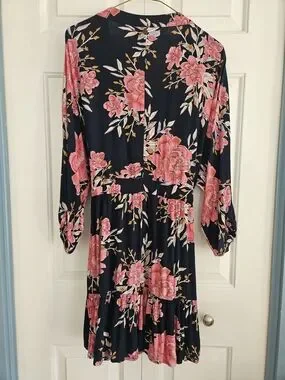 Billabong | Dresses | Billabong Navy Floral Buttonfront Top With Pink ...
